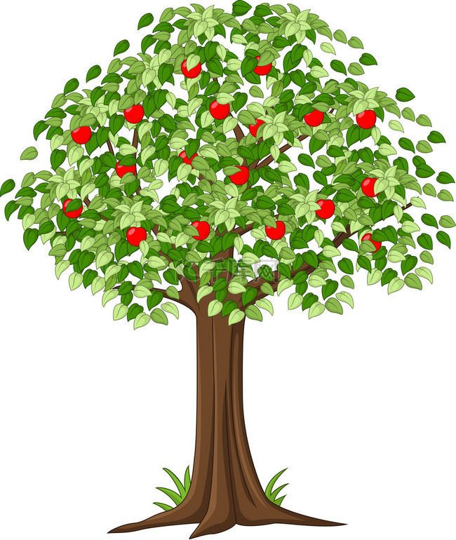 Green Apple tree full of red apples isolated素材图片免费下载-千库网