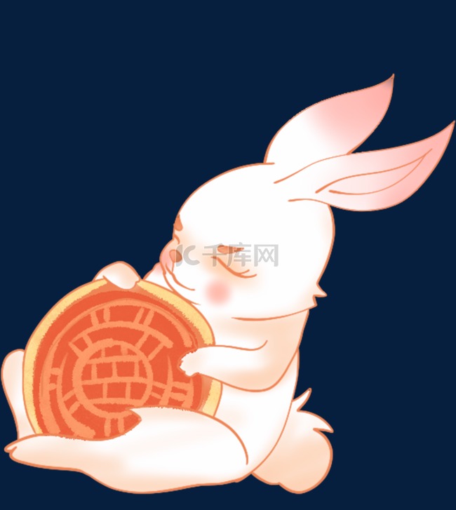 中秋节玉兔吃月饼素材图片免费下载-千库网