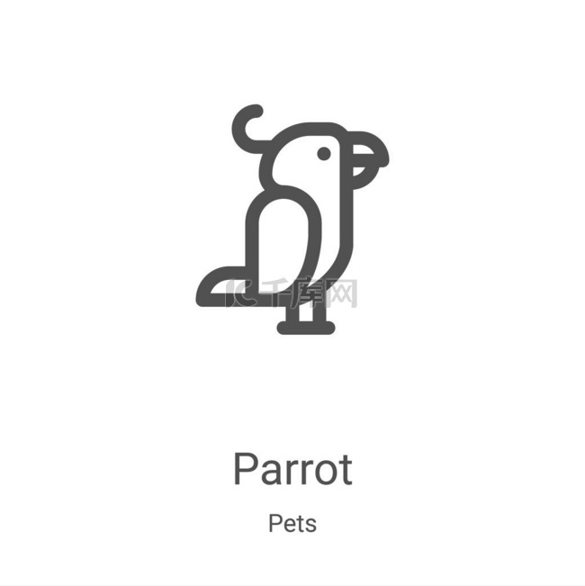 鹦鹉图标矢量从宠物集合。 细线鹦鹉轮廓图标矢量说明. 用于网络和移动应用程序、标志、印刷媒体的线性符号素材图片免费下载-千库网