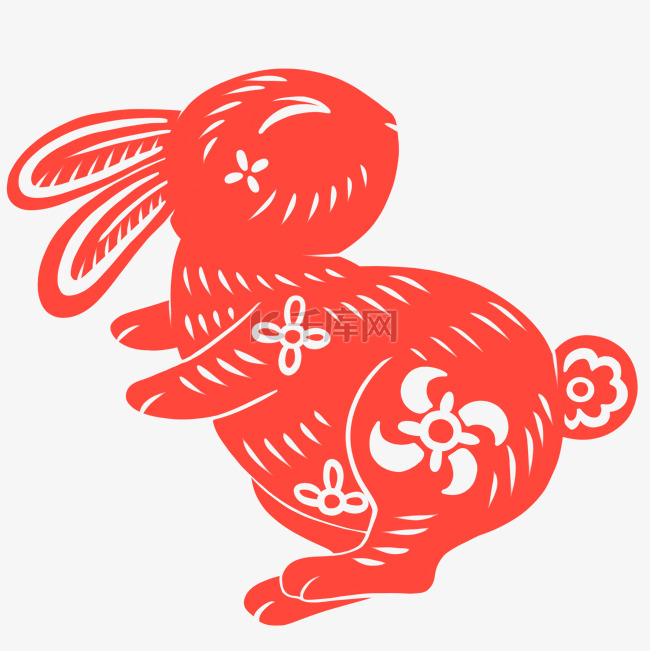 兔年兔子窗花剪纸素材图片免费下载-千库网