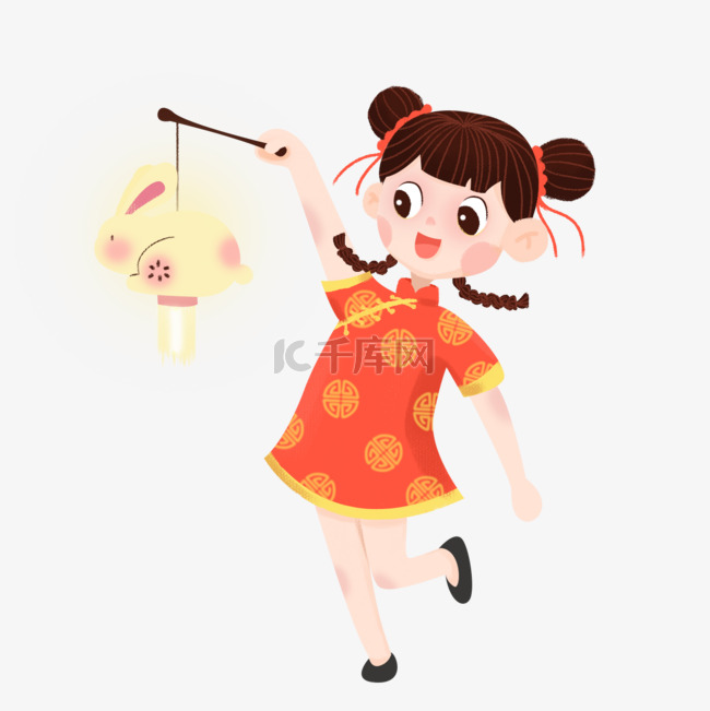 女孩手提灯笼素材图片免费下载-千库网