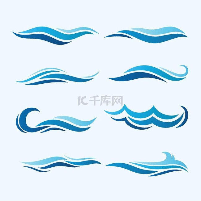 水主题矢量艺术标志模板。素材图片免费下载-千库网