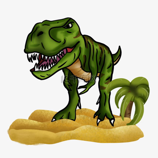 霸王龙卡通沙滩霸气素材图片免费下载-千库网