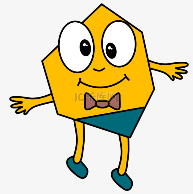 黄色多边形可爱卡通几何人脸素材图片免费下载-千库网