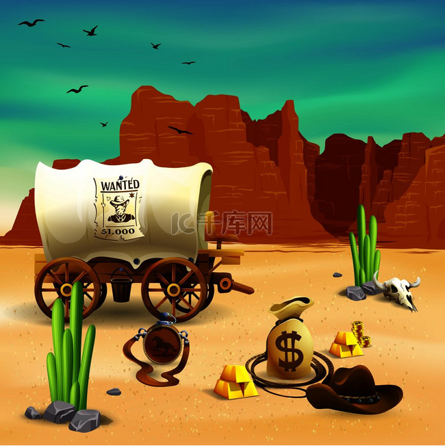 牛仔配饰狂野西部插图素材图片免费下载-千库网