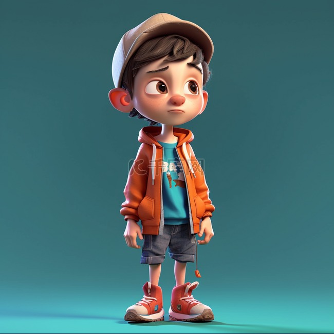 一个可爱的男孩IP形象素材图片免费下载-千库网