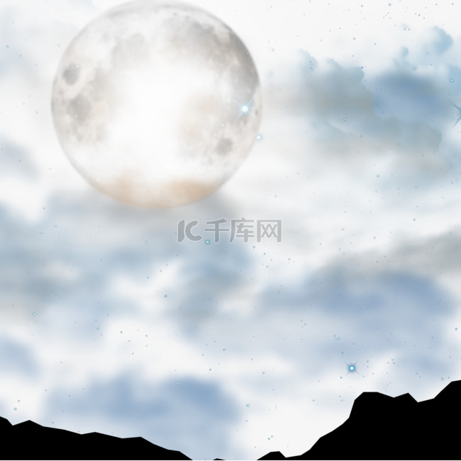 夜晚满月月亮的天空素材图片免费下载-千库网