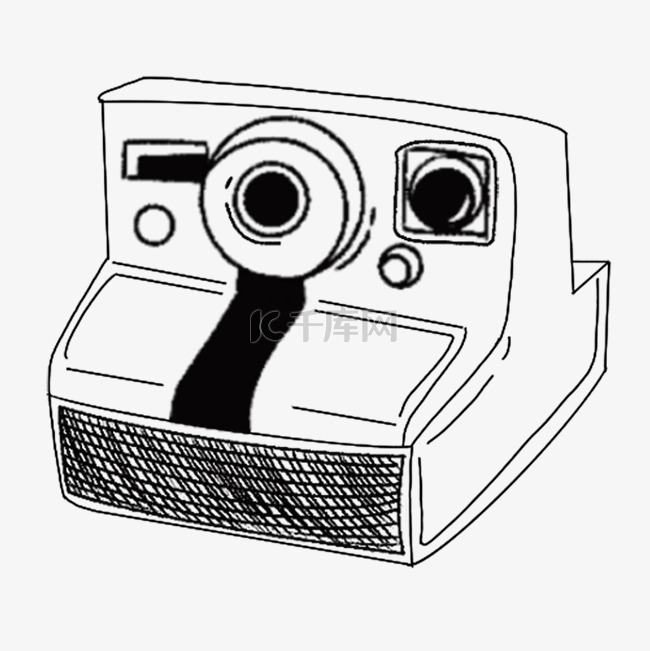 卡通线条拍立得手绘线稿相机素材图片免费下载-千库网