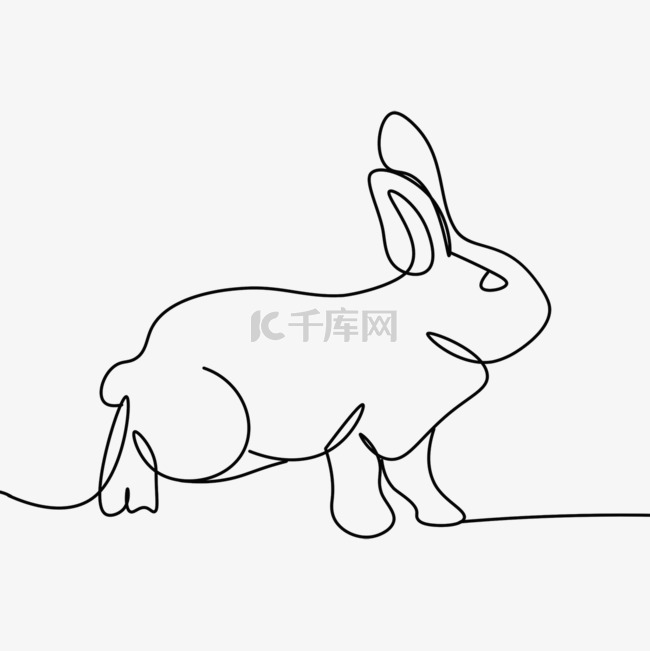 抽象线条画可爱兔子素材图片免费下载-千库网