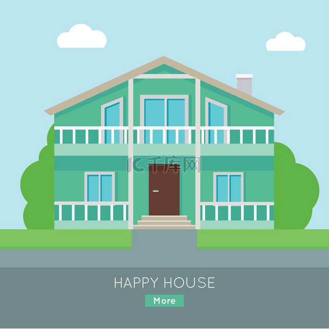 Happy House with Terrace Banner Poster Template.. Happy house with ...