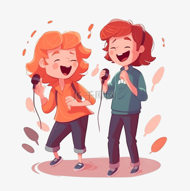 卡通儿童节唱歌的儿童素材图片免费下载-千库网