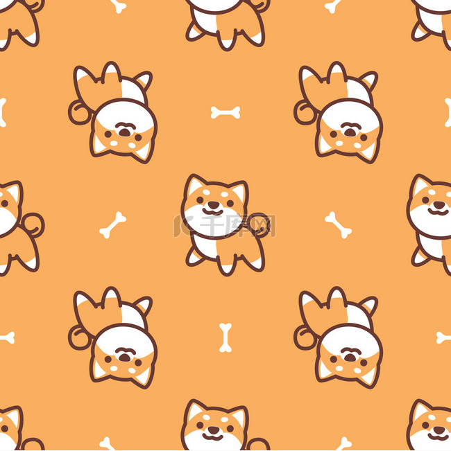 Cute shiba inu dog seamless pattern, vector illustration素材图片免费下载-千库网