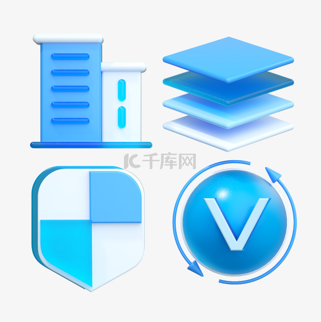 3D立体彩色商务图标办公icon建筑素材图片免费下载-千库网