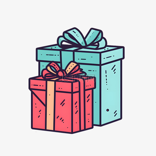 卡通风格可爱大小礼物盒素材图片免费下载-千库网