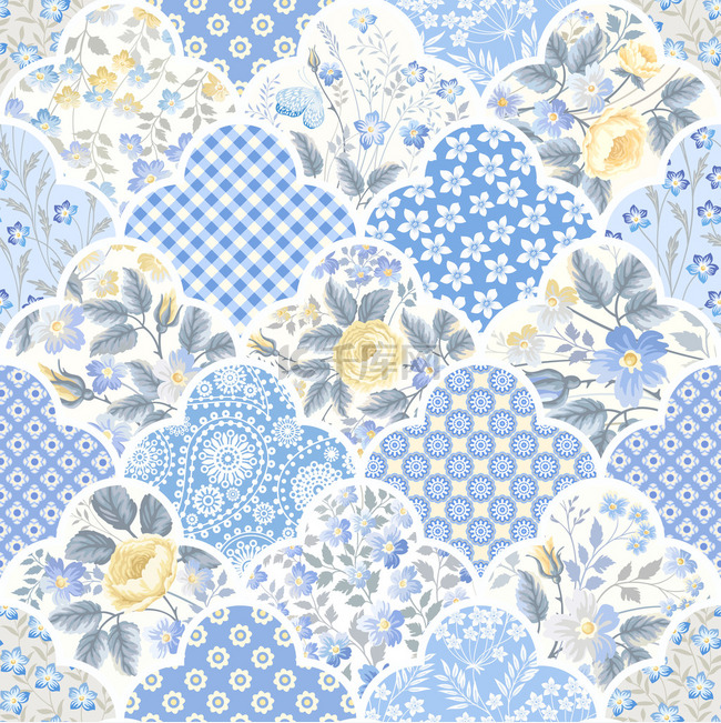 modèle sans couture patchwork floral 素材图片免费下载-千库网