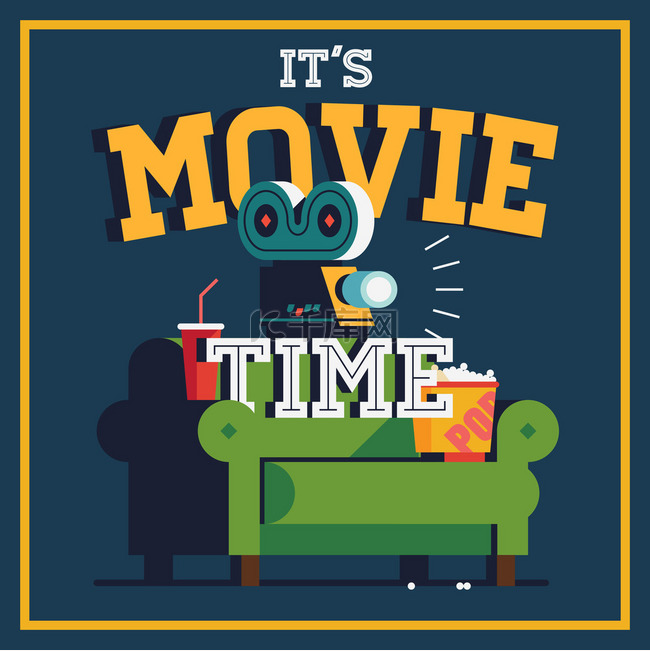 'It's Movie Time' web banner or poster template素材图片免费下载-千库网
