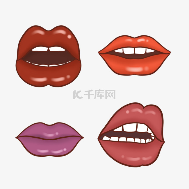 嘴唇合集唇部卡通素材图片免费下载-千库网