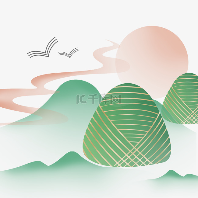 弥散端午端午节粽子山水素材图片免费下载-千库网