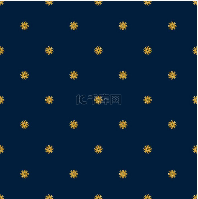 与金色雪花的蓝色无缝模式。素材图片免费下载-千库网