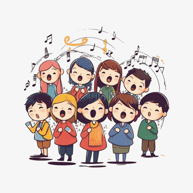 卡通儿童节唱歌的儿童素材图片免费下载-千库网