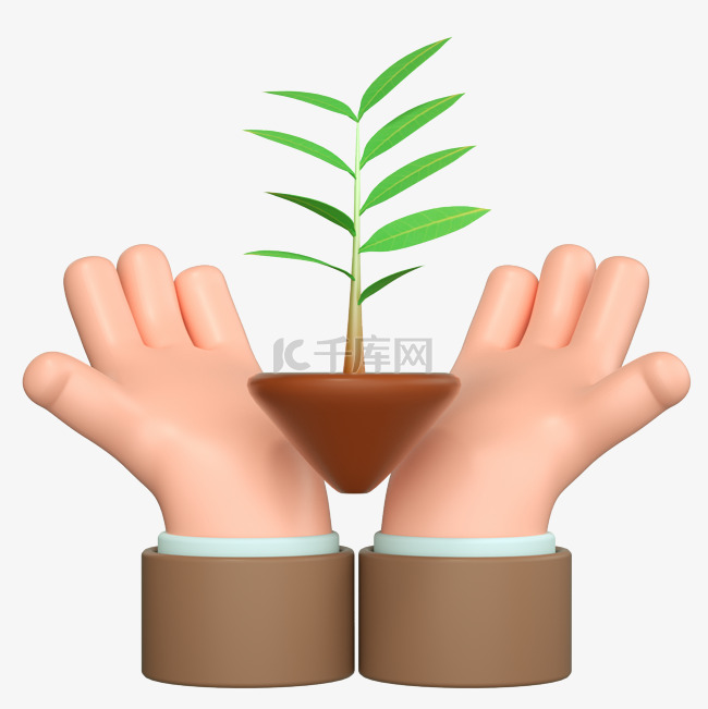 3DC4D立体树苗植树节植树种树素材图片免费下载-千库网