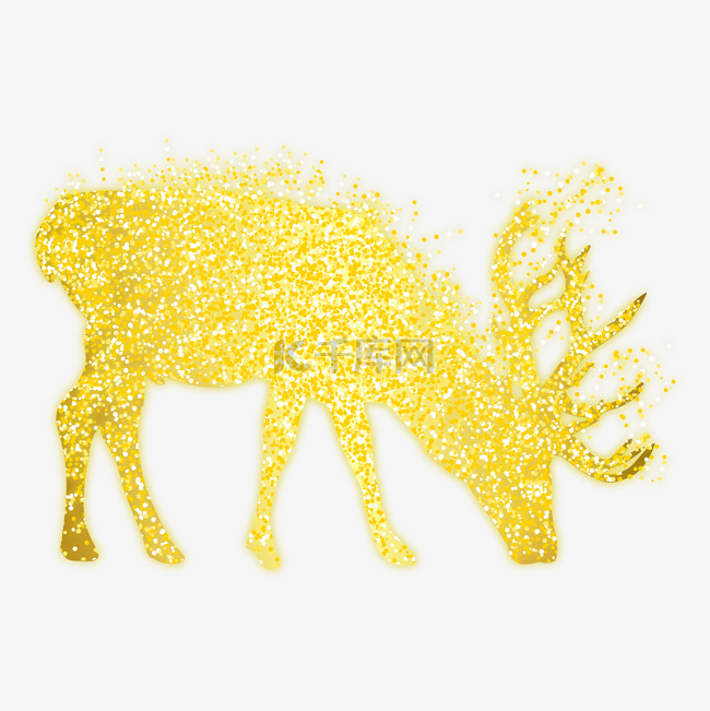 金色炫酷圣诞鹿装饰素材图片免费下载-千库网