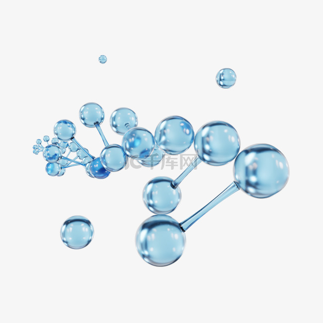 3D立体C4D医疗蓝色分子结构素材图片免费下载-千库网