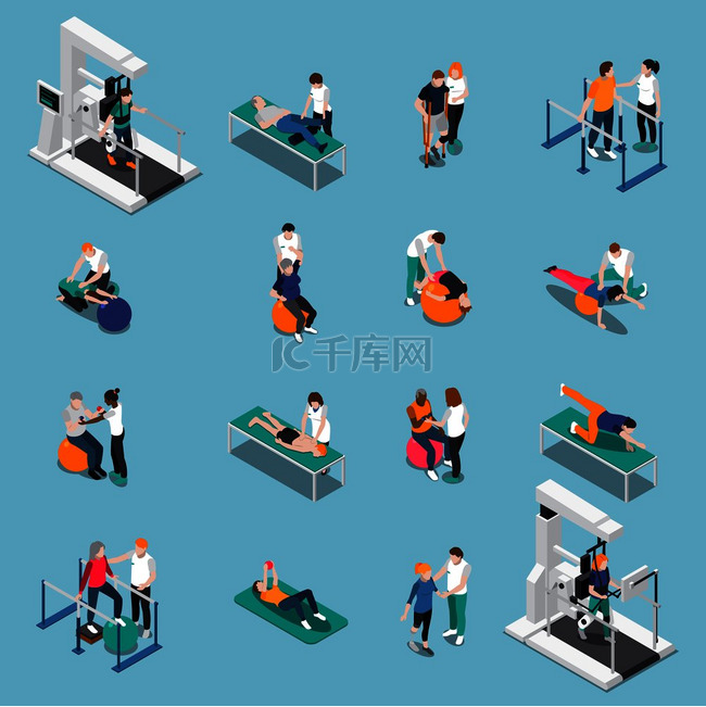 独立理疗康复等距人图标集与患者在医生预约矢量图理疗康复等距人物图标集素材图片免费下载-千库网