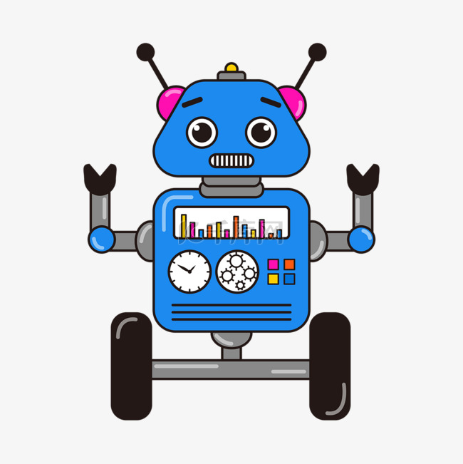 扁平风格可爱卡通科技机器人素材图片免费下载-千库网