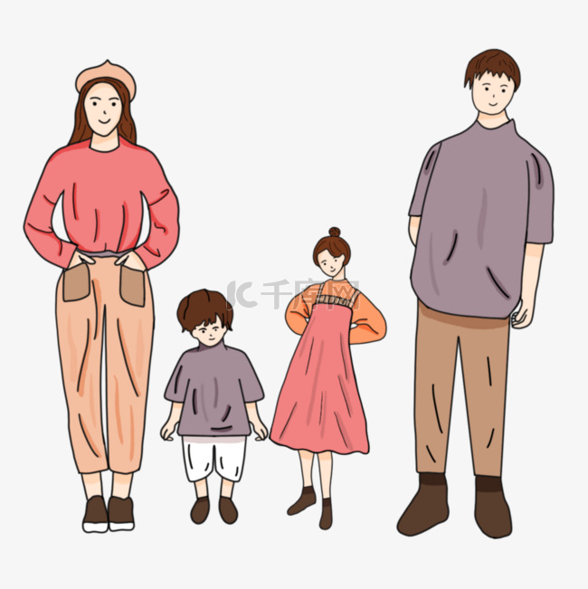 简笔画家庭成员欢声笑语素材图片免费下载-千库网
