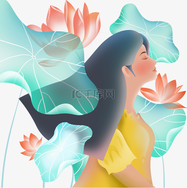 节气夏至二十四节气人物素材图片免费下载-千库网