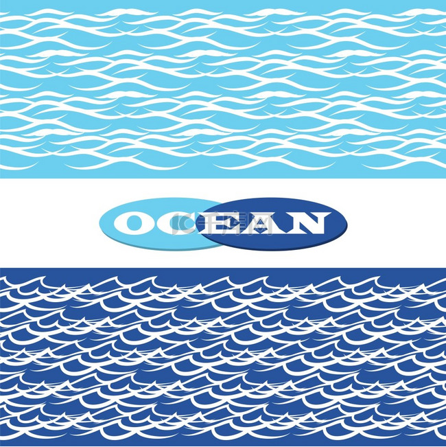 海浪拍打着无缝的边界海浪蓝色无缝边界矢量图素材图片免费下载-千库网