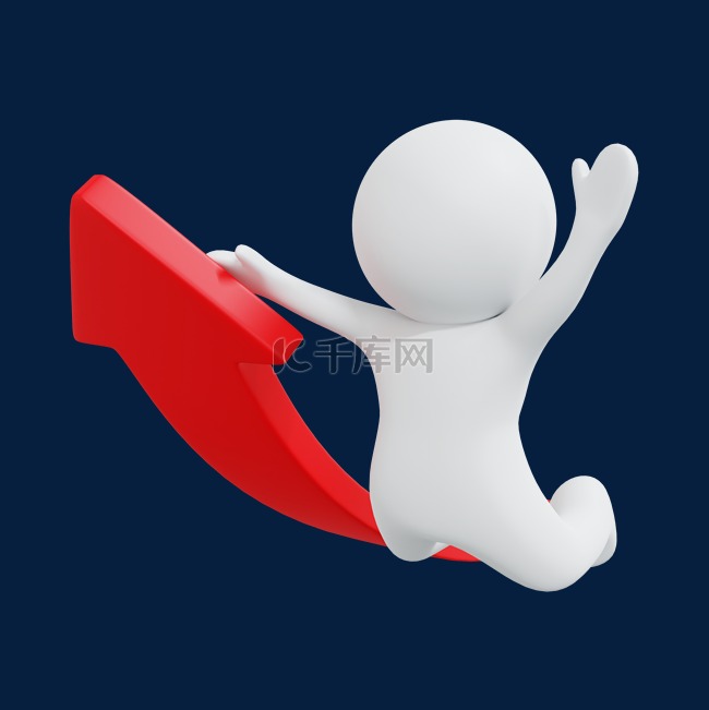 3D立体商务小白人飞跃和上升箭头素材图片免费下载-千库网