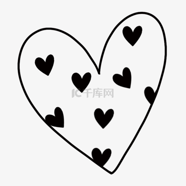 心中的黑色涂鸦爱心素材图片免费下载-千库网