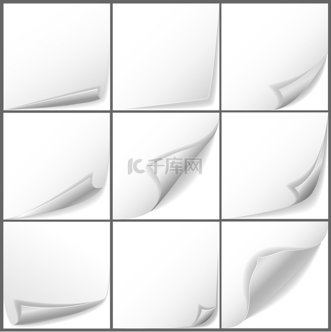 Vector paper curled corners set素材图片免费下载-千库网