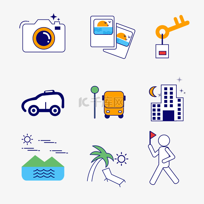 旅游旅行图标icon套图素材图片免费下载-千库网