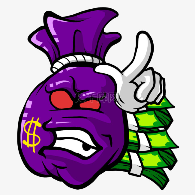 烦恼的波普嘻 钱袋素材图片免费下载-千库网