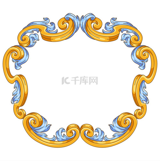 巴洛克风格的装饰花卉框架。素材图片免费下载-千库网
