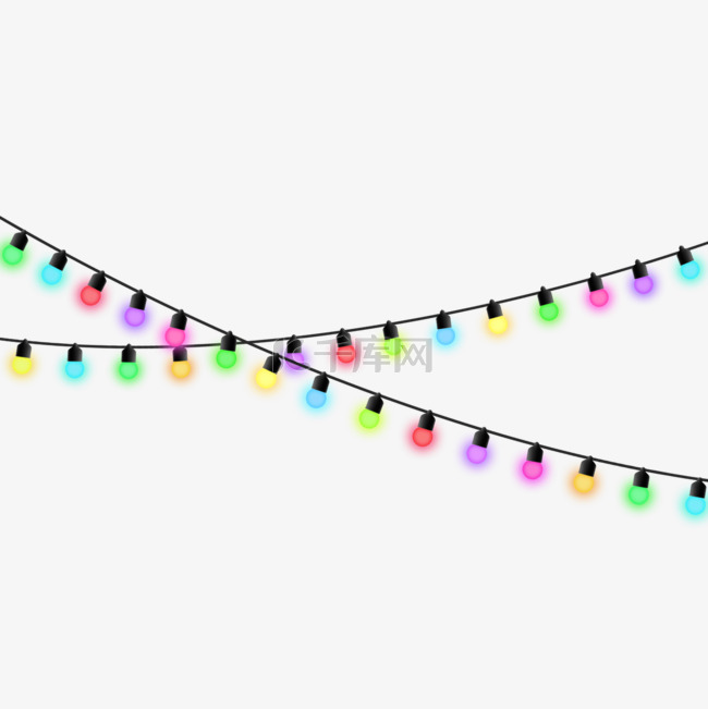 圣诞节灯串装饰明亮彩色素材图片免费下载-千库网