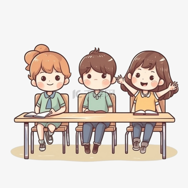 卡通在教室上课的儿童素材图片免费下载-千库网