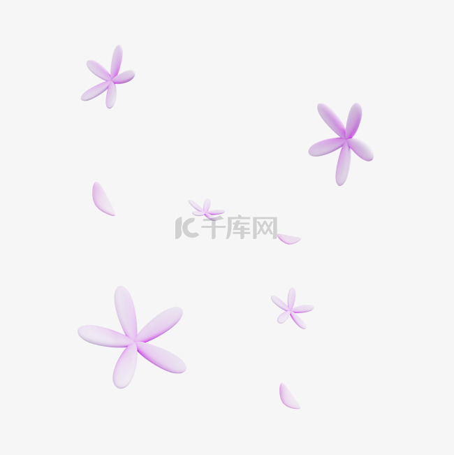 3DC4D立体飘落花朵素材图片免费下载-千库网