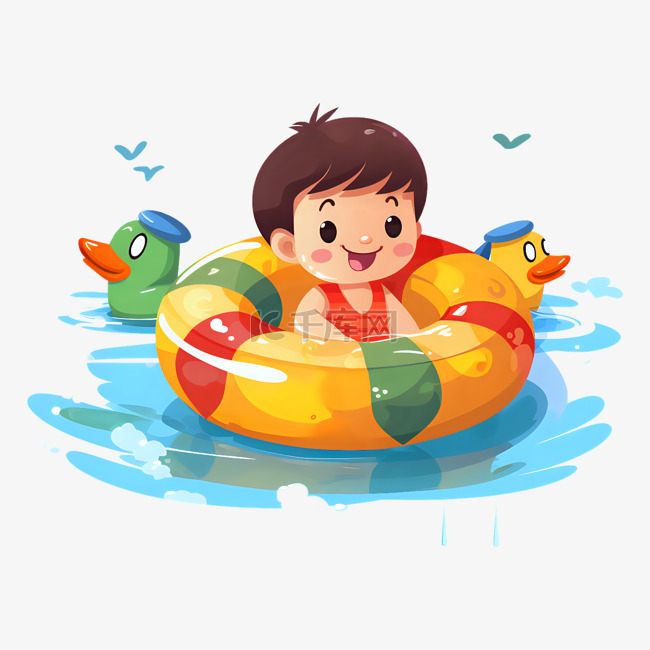 儿童游泳圈卡通可爱素材图片免费下载-千库网