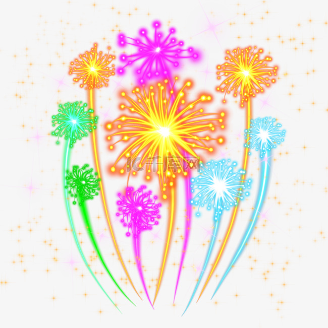 发光的浪漫爱心烟花组合素材图片免费下载-千库网