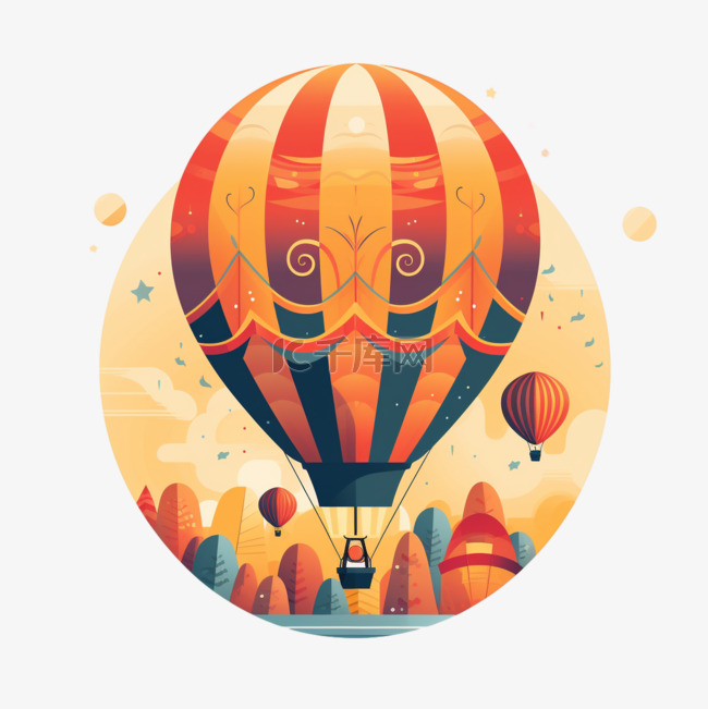卡通手绘户外热气球素材图片免费下载-千库网