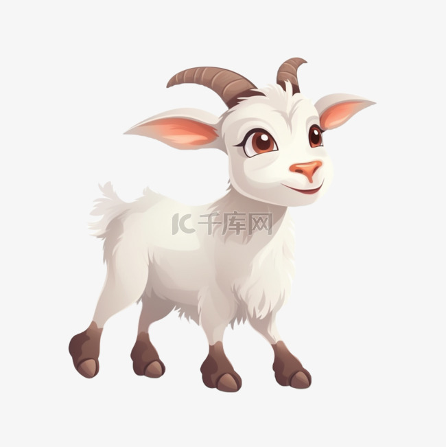 卡通可爱小动物元素手绘山羊素材图片免费下载-千库网