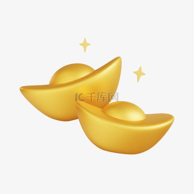 3DC4D立体新年元宝贴纸素材图片免费下载-千库网