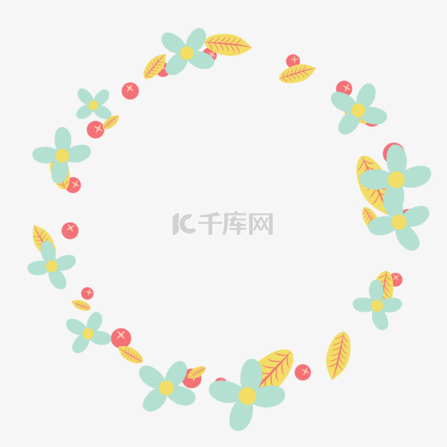春天花环彩色植物边框素材图片免费下载-千库网