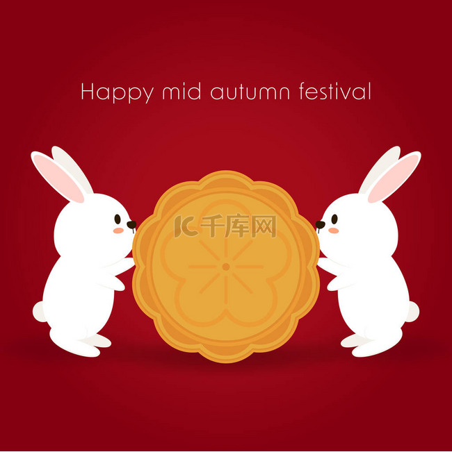 中秋节中秋玉兔兔子月饼素材图片免费下载-千库网