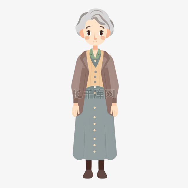 卡通手绘老年奶奶素材图片免费下载-千库网