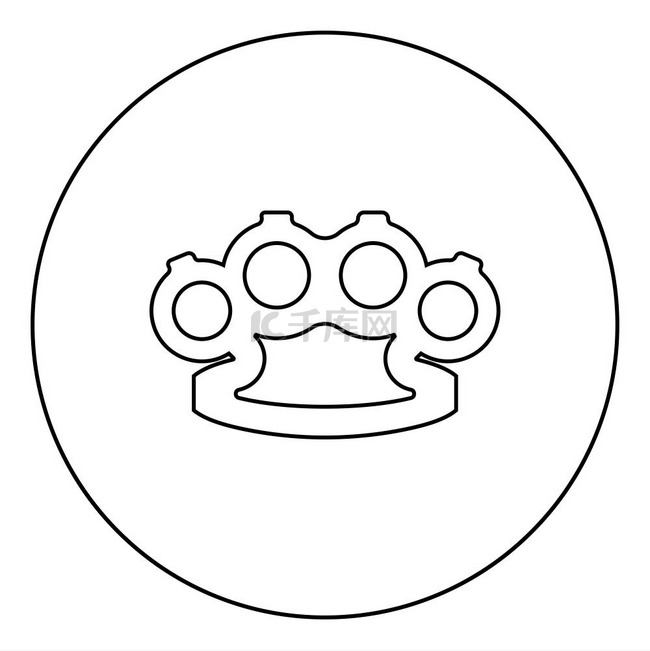 Knuckleduster Knuckles Weapon for hand icon in circle round black color ...